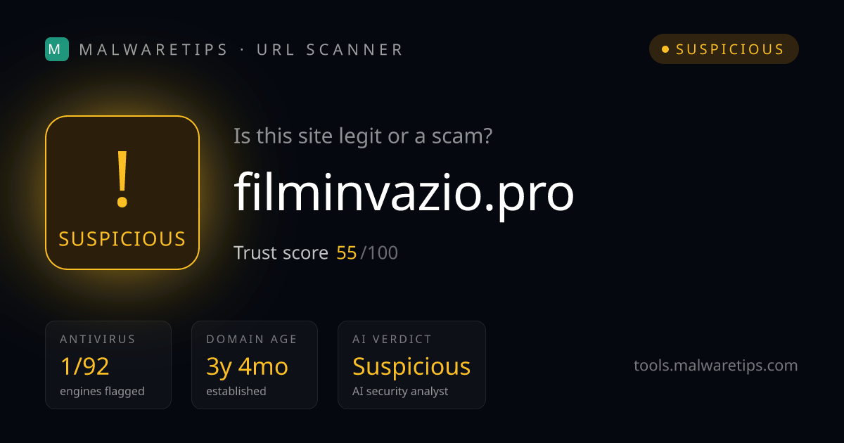 Filminvazio.pro: Scam or Legit? Here's What We Found · MalwareTips Tools