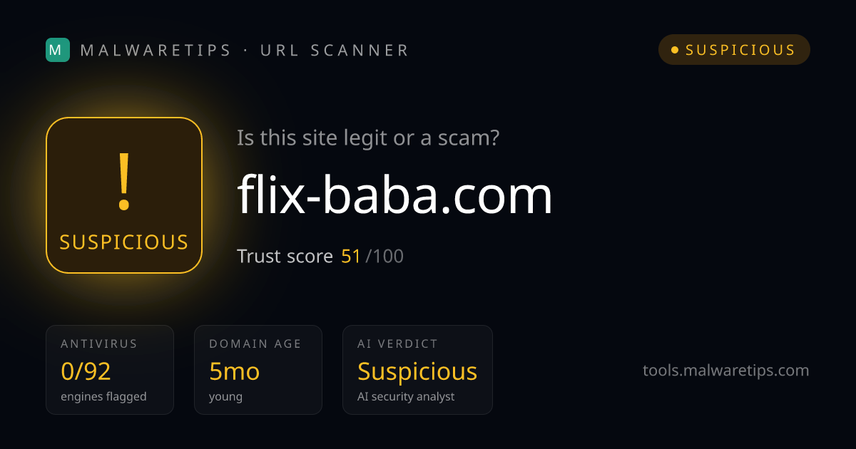 Flix-baba.com: Scam or Legit? Read the Warning Signs · MalwareTips Tools