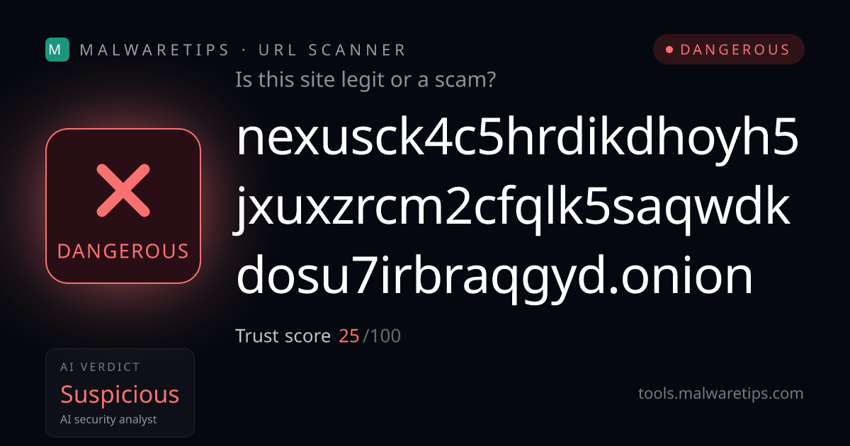 Nexusck4c5hrdikdhoyh5jxuxzrcm2cfqlk5saqwdkdosu7irbraqgyd.onion: Scam or ...