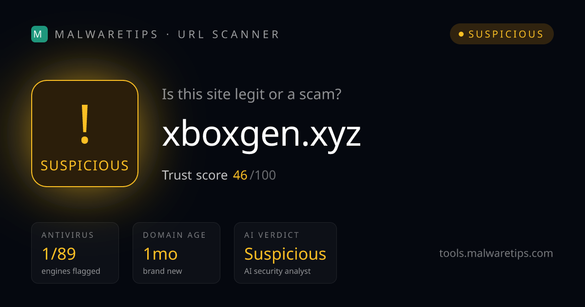 Xboxgen.xyz: Scam or Legit? Read Before You Sign Up · MalwareTips Tools